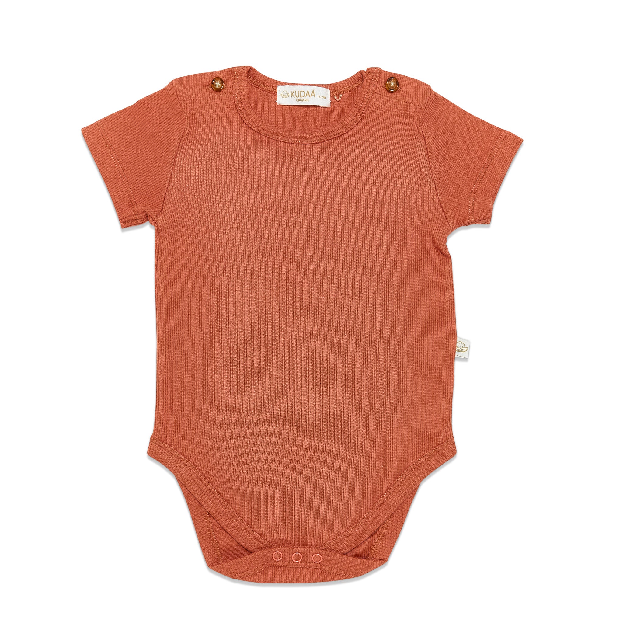 Kudaa Organic Short Sleeve Bunsuit - Paprika | Organic Baby Clothing
