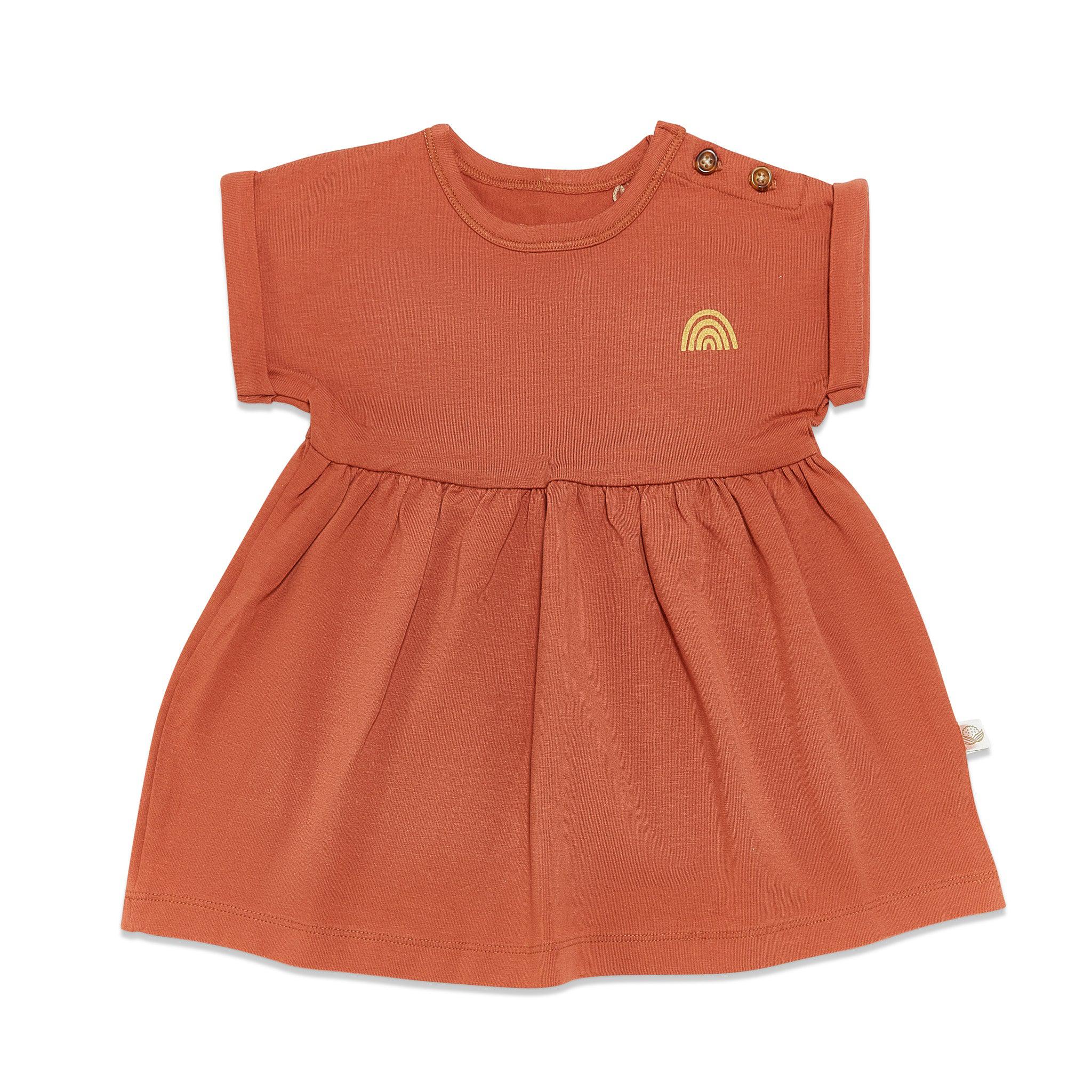Kudaa Organic Short Sleeve Twirl Dress - Paprika | Organic Baby Clothing