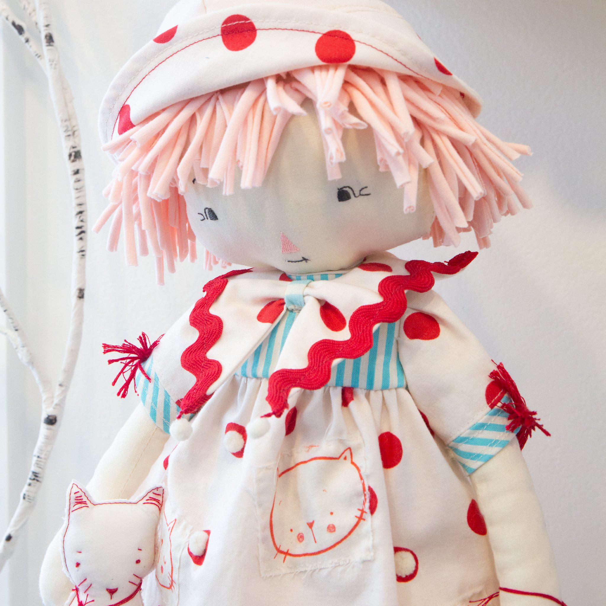 Kat & My Kitty | One of a Kind Handmade Doll | Vintage Collection