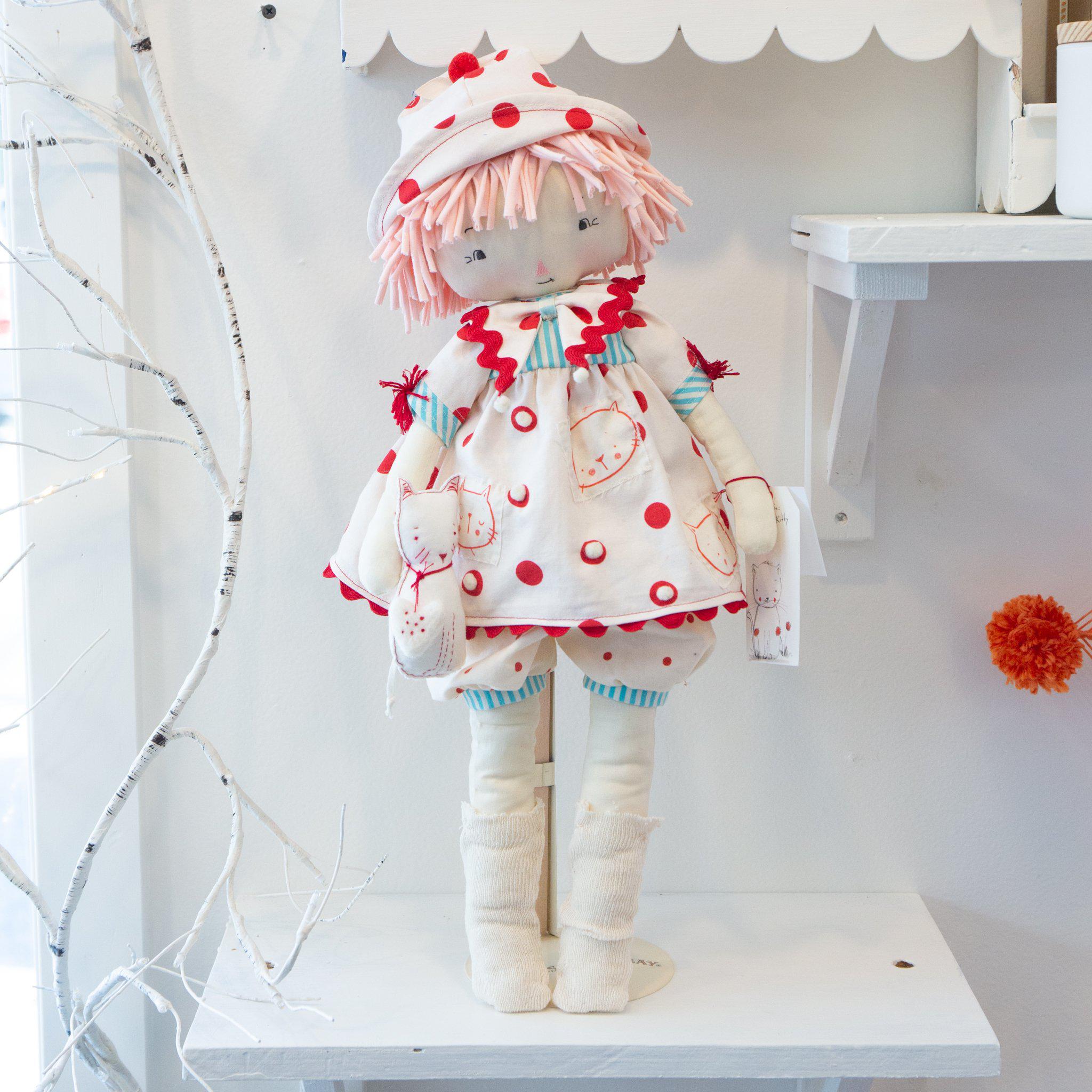 Kat & My Kitty | One of a Kind Handmade Doll | Vintage Collection