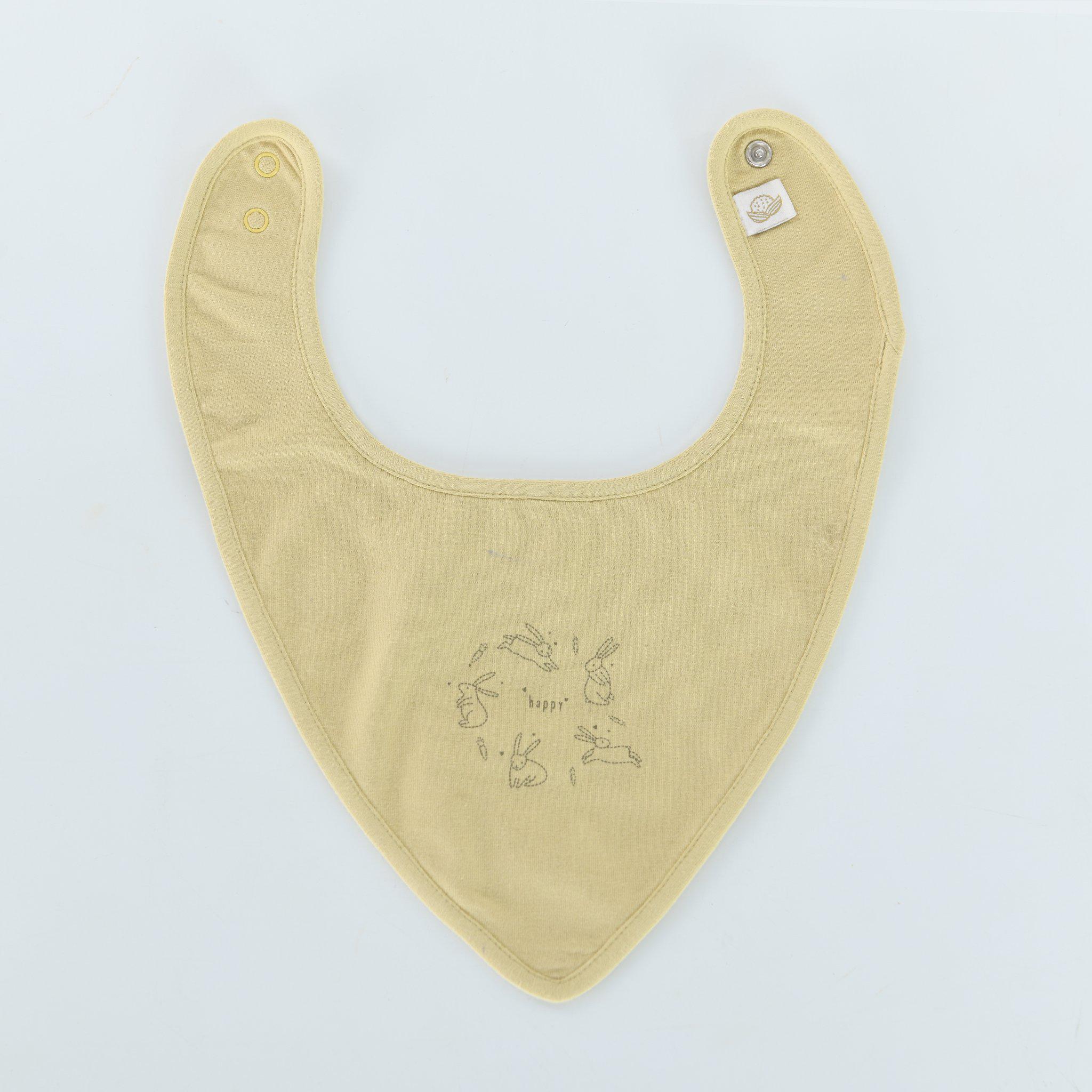 RETIRED - Organic Happy Bunny Bib - Green Tea