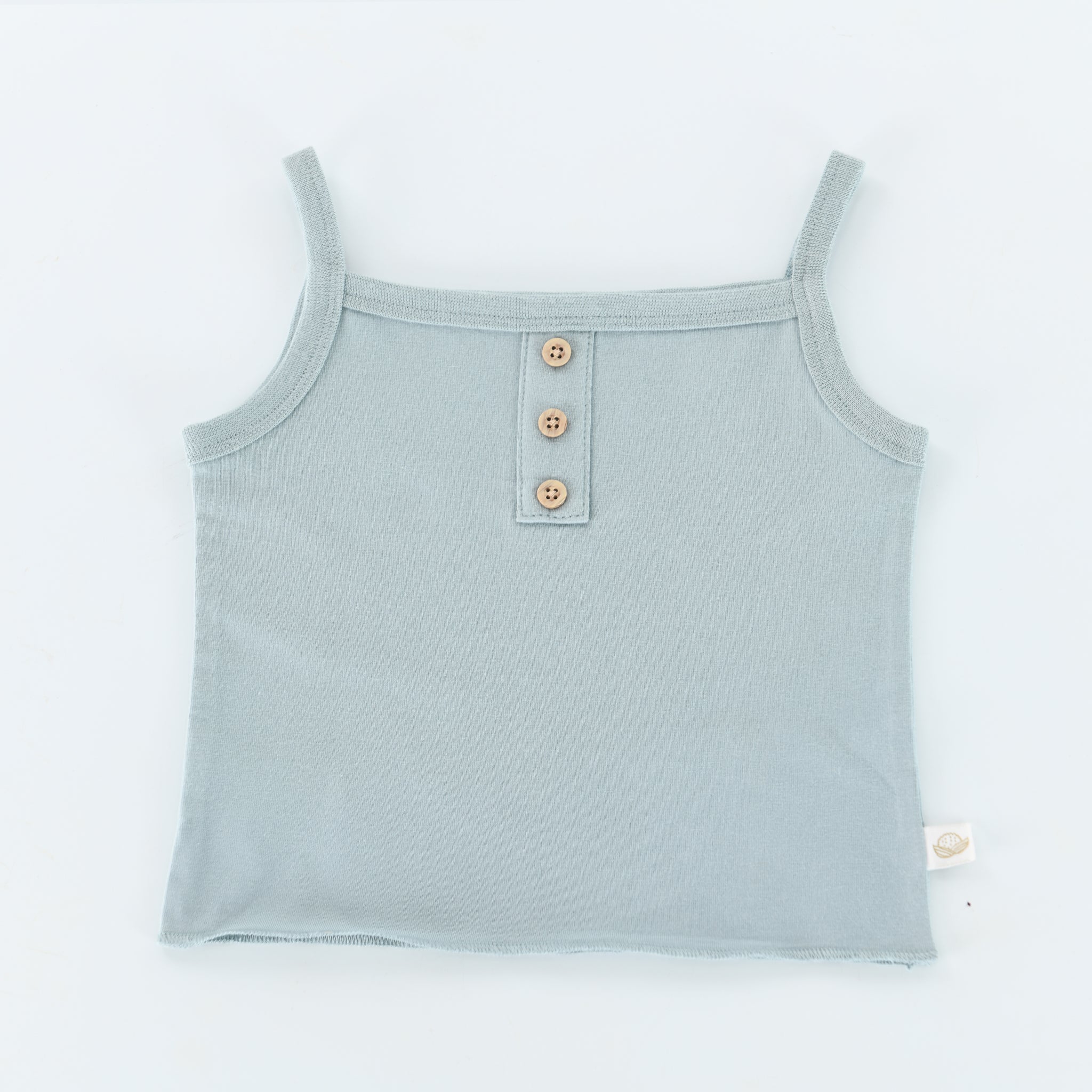 Kudaa Organic Button Tank - Bay Blue | Organic Baby Clothing